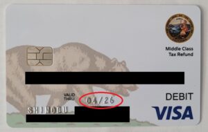 California Middle Class Tax Refund Card - アメリカ便利帳